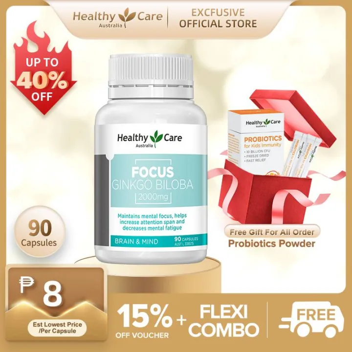 Exp:Jan-2024 / Healthy Care Focus Ginkgo Biloba Support Mental Focus ...