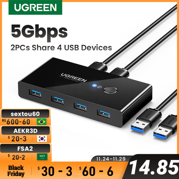 Ugreen Usb Kvm Switch Usb 3 0 2 0 Switcher Kvm Switch For Windows10 Pc Keyboard Mouse Printer 2