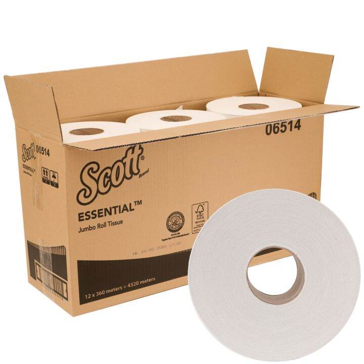 SCOTT@2-ply 360m Jumbo Roll Tissue (06514) 12 rolls (Non Embossed) | Lazada