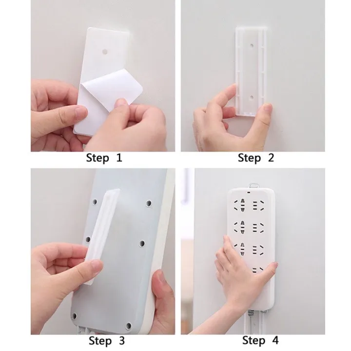 Self Adhesive Power Strip Fixator Punch-Free Wall-Mounted Power Strip ...