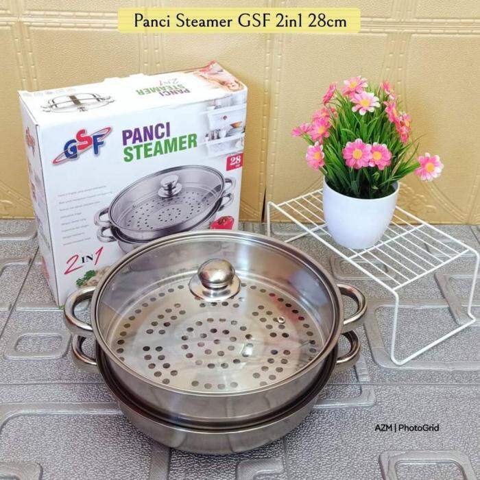 Panci Steamer Dimsum Panci Kukus Serbaguna 2 Tingkat Stainless Steel ...
