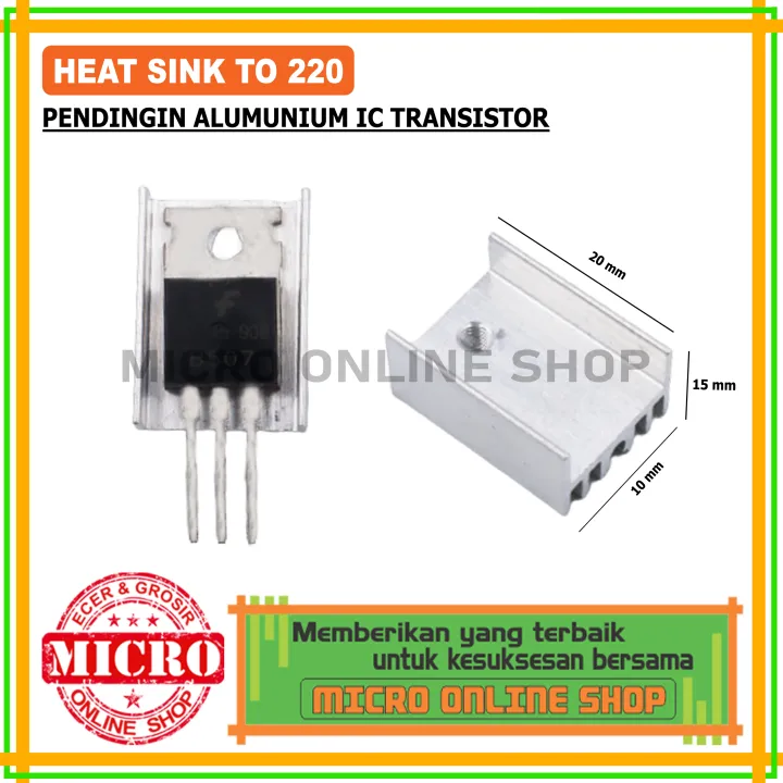 PAKET 5 PCS Heatsink Aluminium TO 220 Pendingin IC Transistor Heat Sink ...