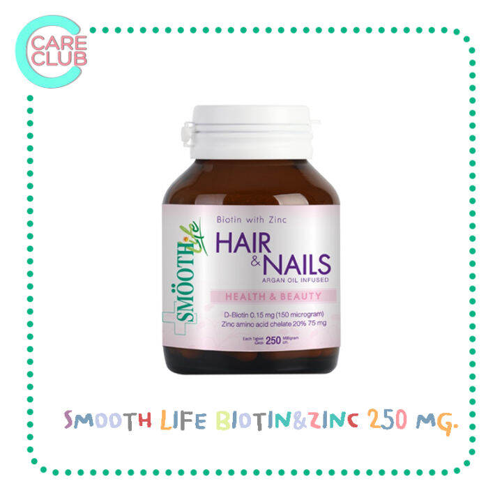 SMOOTH LIFE BIOTIN&ZINC 250MG 90'S / อาหารเสริม ตัวช่วย แก้ปัญหา เส้นผม ...