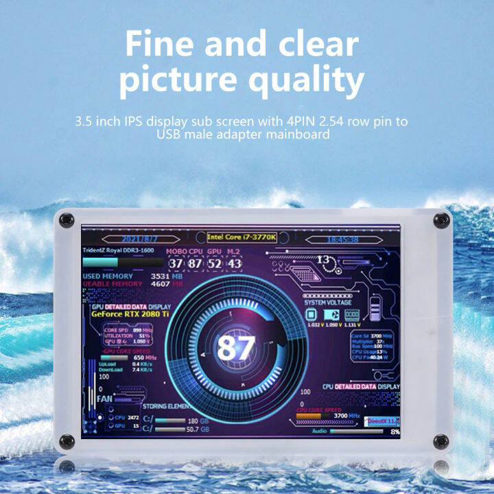 Dual USB Computer Temperature Display CPU GPU RAM HDD Monitor 3.5 Inch ...