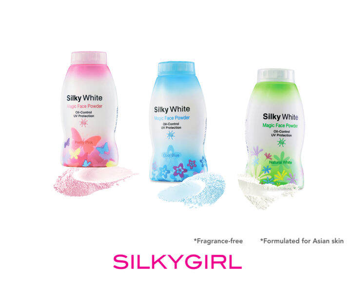 SILKYGIRL Magic Face Powder 50g ( Pretty Pink, Cool Blue, Natural White ...
