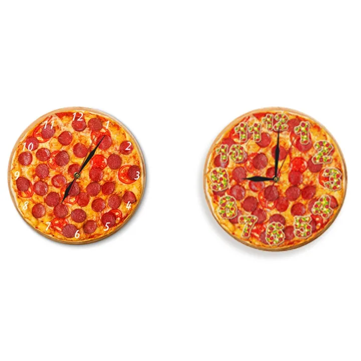Creative Simulation Pizza Wall Clock Western Food Shop Pizza Shaped ...