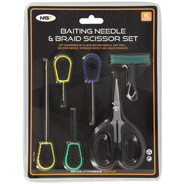 NGT 6pc Soft Grip Tool Set – 4 Needles, Braid Scissors and Knot Puller ...