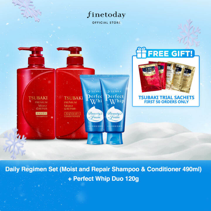 Daily Regimen Set - Moist and Repair Shampoo & Conditioner 490ml + Perfect Whip Duo 120g | Lazada PH