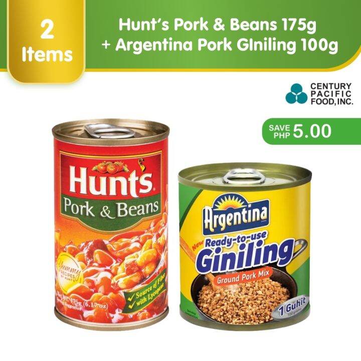 Hunt's Pork & Beans 175g + Argentina Pork GIniling 100g | Lazada PH