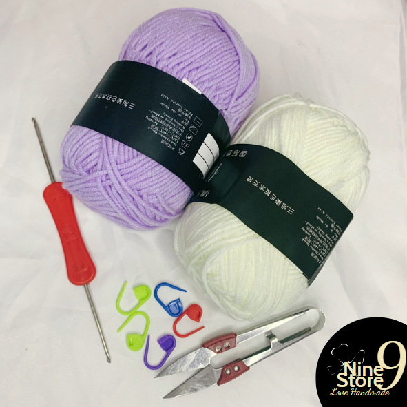 Set học móc len cho người mới bắt đầu gồm 2 cuộn len, 1 cây móc len 2 ...
