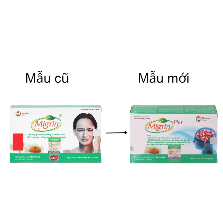 Migrin Plus - Viên uống tăng cường tuần hoàn máu não - Hộp 20 viên ...