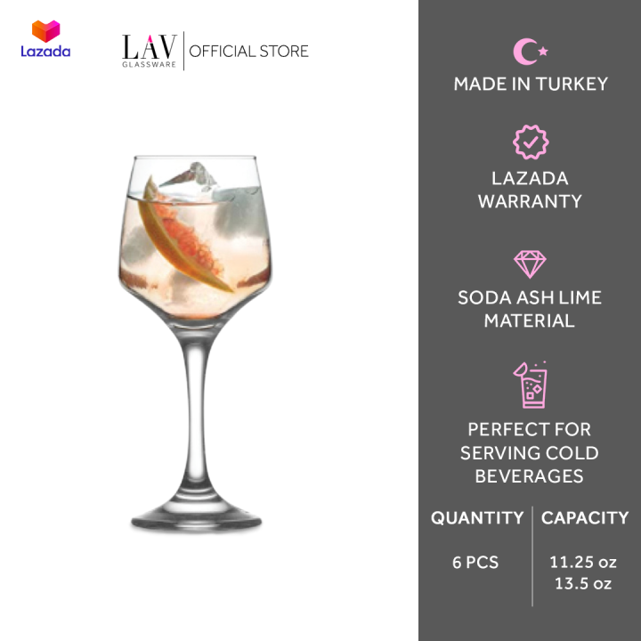 LAV 6-Piece All Purpose Glass Stemware Set (11 1/4 oz, 13 1/2 oz ...
