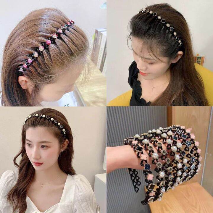 Bando Rambut Fashion Korea Dengan 16 Buah Manik Motif Mutiara | Lazada ...