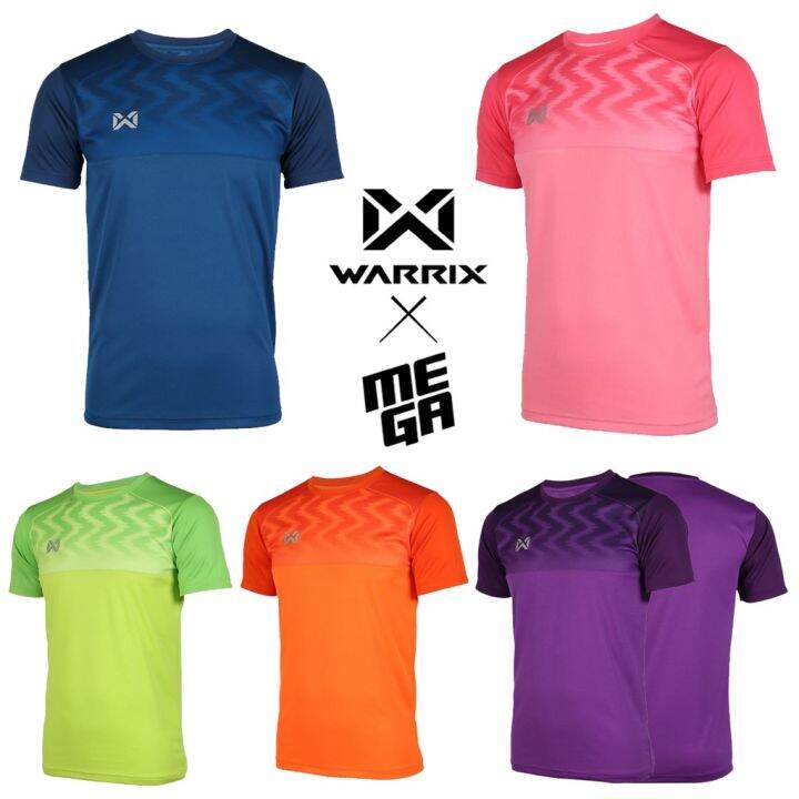 เสื้อกีฬา คอกลม WARRIX สีใหม่ 2020 S-7L วาร์ริก ตัดต่อ พิมพ์ลาย ชุดฟุตบอล ออกกำลังกาย ฟิตเนส WA ...