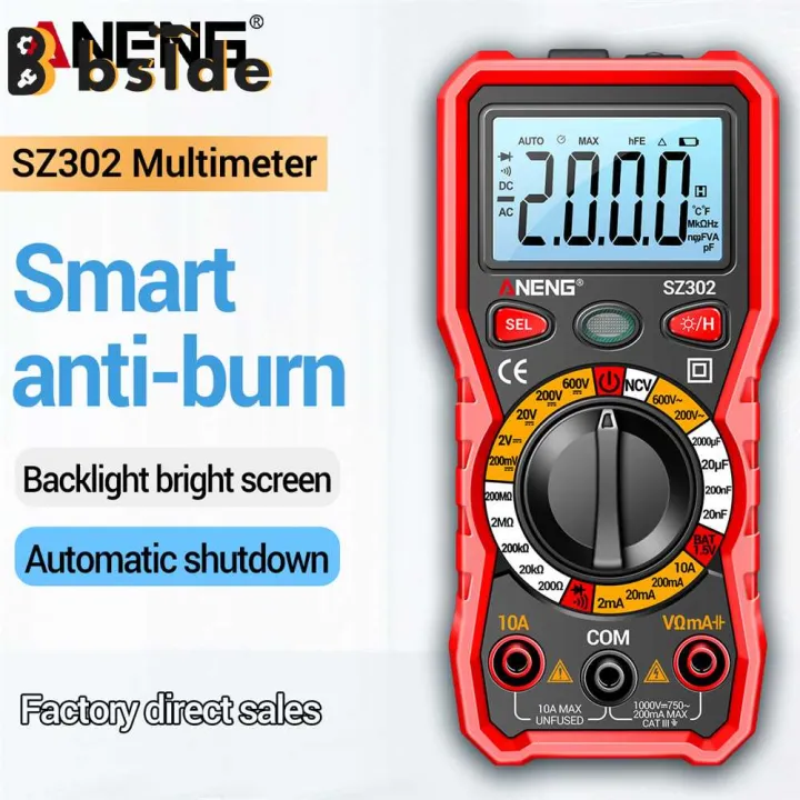[Bside Tool Store] 220V NCV Digital Multimeter Resistance Capacitance ...