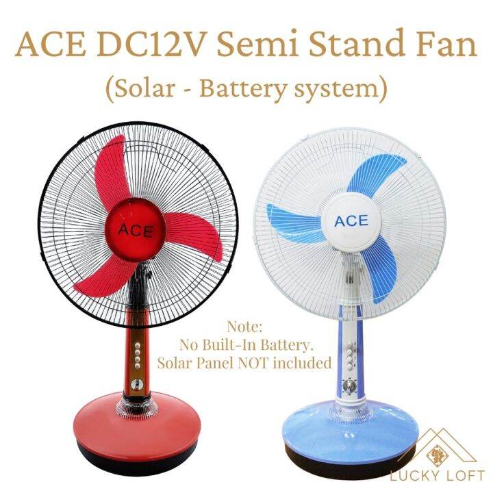 ACE DC12V Semi Stand Fan 16 (Solar - Battery system) SOLAR DC 12 VOLTS ...