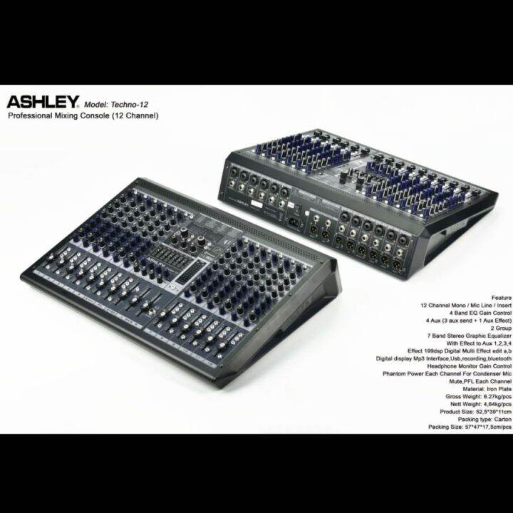 MIXER ASHLEY TECHNO 12 TECHNO12 12CH BLUETOOTH-USB-RECORDING | Lazada ...