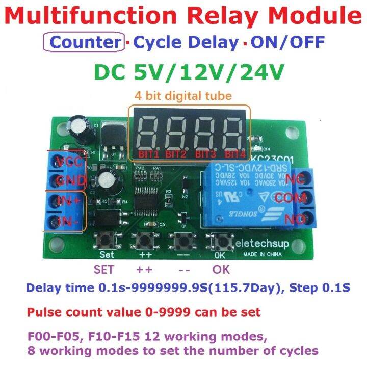 DC 5V 12V 24V Multifunction Pulse Counter Trigger Delay Timer Relay Simple PLC Module for Smart ...