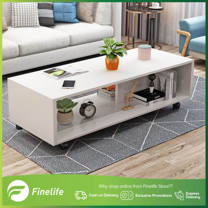 Finelife Nordic Tea Table Coffee Table Livingroom Double Layer Storage ...