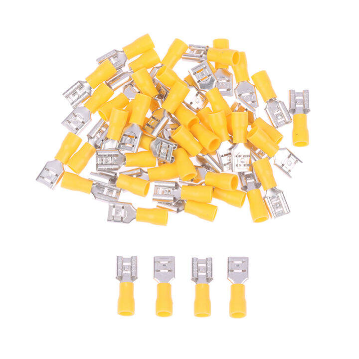 Graceful 50Pcs FDD2-250 6.3mm Female Insulated Electrical Crimp Terminal for Connectors Cable ...