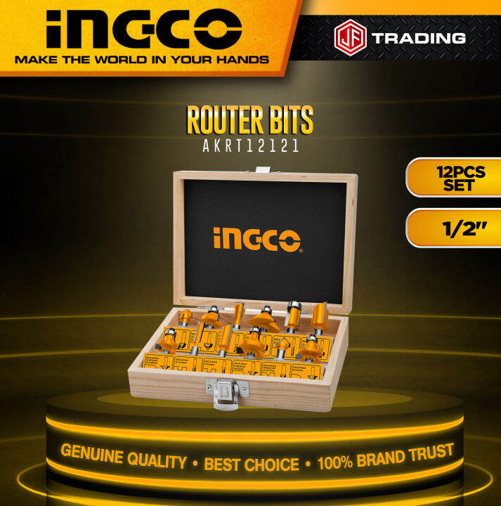 INGCO 12pcs Router bits set (1/2) AKRT12121 | Lazada PH