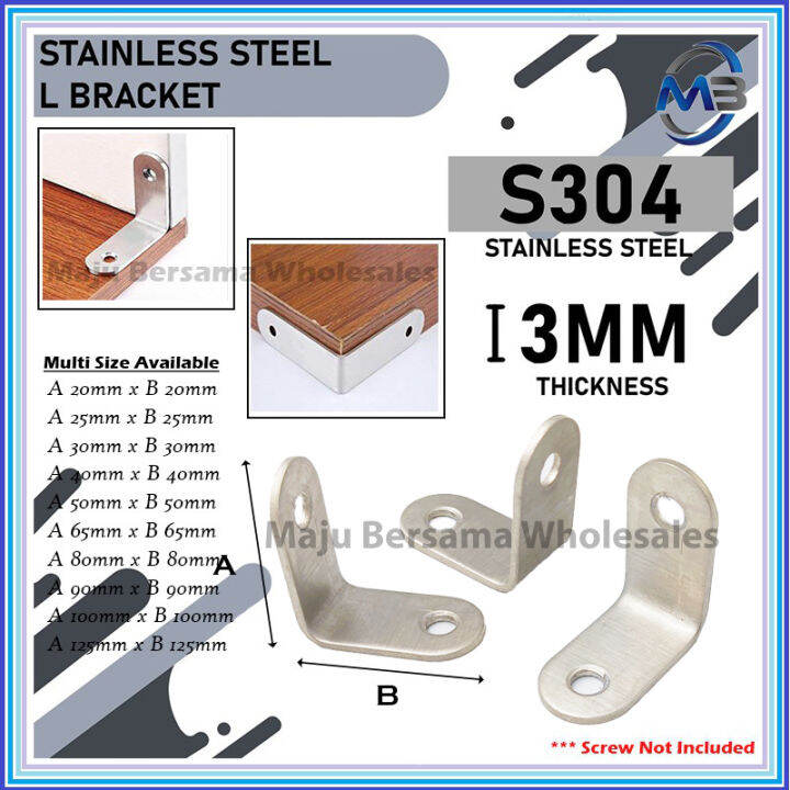 L Bracket Stainless Steel Anti-Rust 90° Angle Shape Shelf Shelve Corner ...