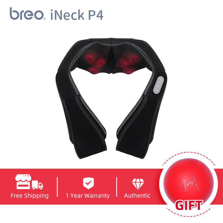 Breo Shiatsu Neck & Back Massager with Heat 3D Deep Kneading Pain ...