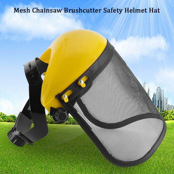 Safety Helmet Hat with Full Face Mesh Visor for Logging Brushcutter ...