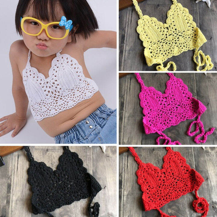 Outfit Top Swimsuit Kids Crochet Bikini Swimwear Straps Girl Clothing ...