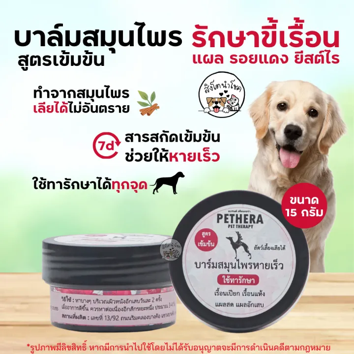 000 #มีโค้ดส่งฟรี 🐶🐱สิงโตนำโชค🐱🐶 Pethera บาล์มสมุนไพรรักษาโรคเรื้อน 15g ...