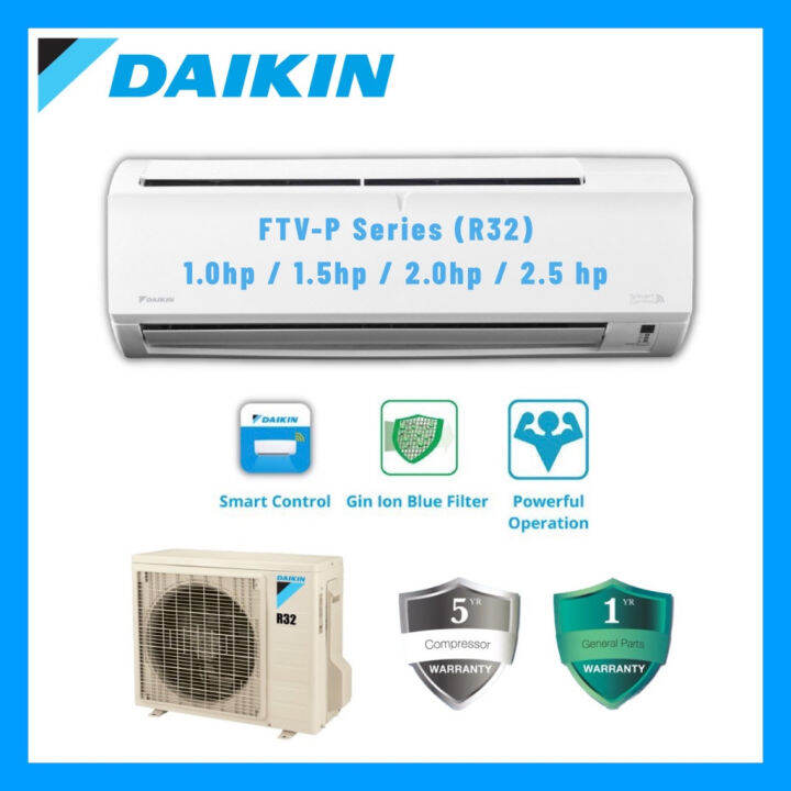 DAIKIN FTV-P Series R32 Non Inverter Air Conditioner with Built-in WIFI Control ( 1.0HP/1.5HP/2 ...