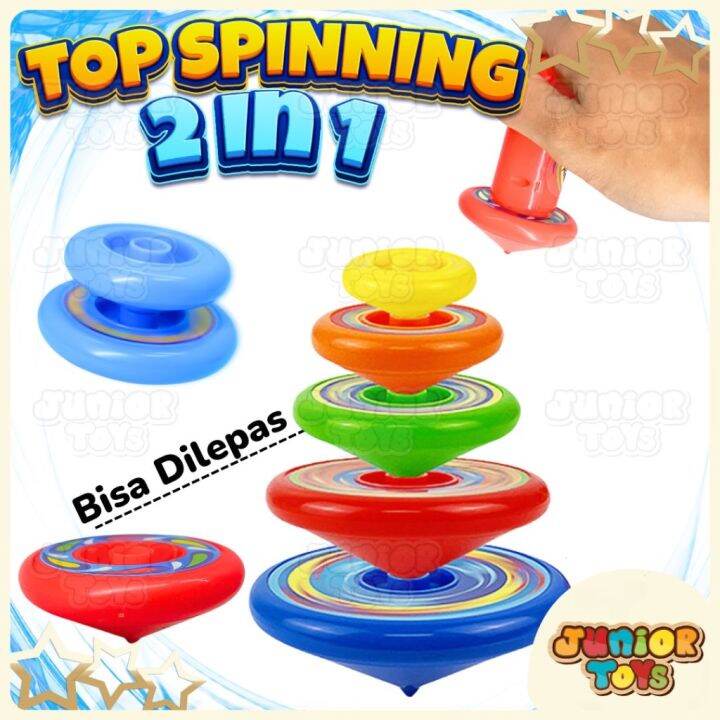 Mainan Gasing Anak 2in1 Bisa Disusun Putar Permainan Gangsing Spinning Top Toys | Lazada Indonesia