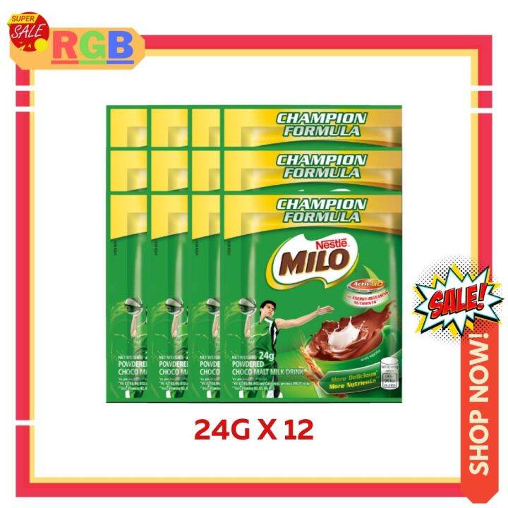 12 PIECES Milo Activ-Go Choco Malt Powdered Milk Drink 24g|Photo ...