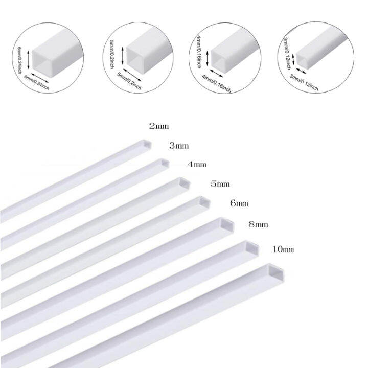 5/10pcs ABS plastic square rod white plastic square tube square hollow tube ABS plastic rod for ...