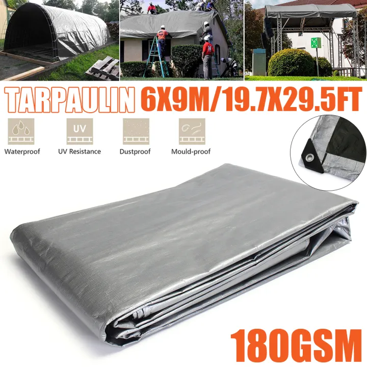 【6x9m】(180GSM) Heavy Duty Poly Tarp Cover PE Tarpaulin Trap Car Cover ...