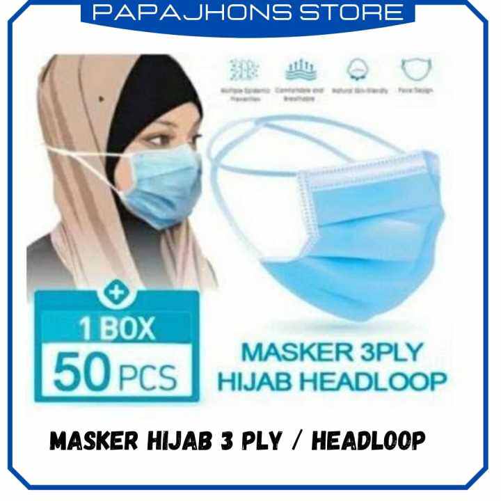MASKER HEADLOOP HIJAB / MASKER HIJAB MURAH / MASKER HIJAB 50 PCS ...