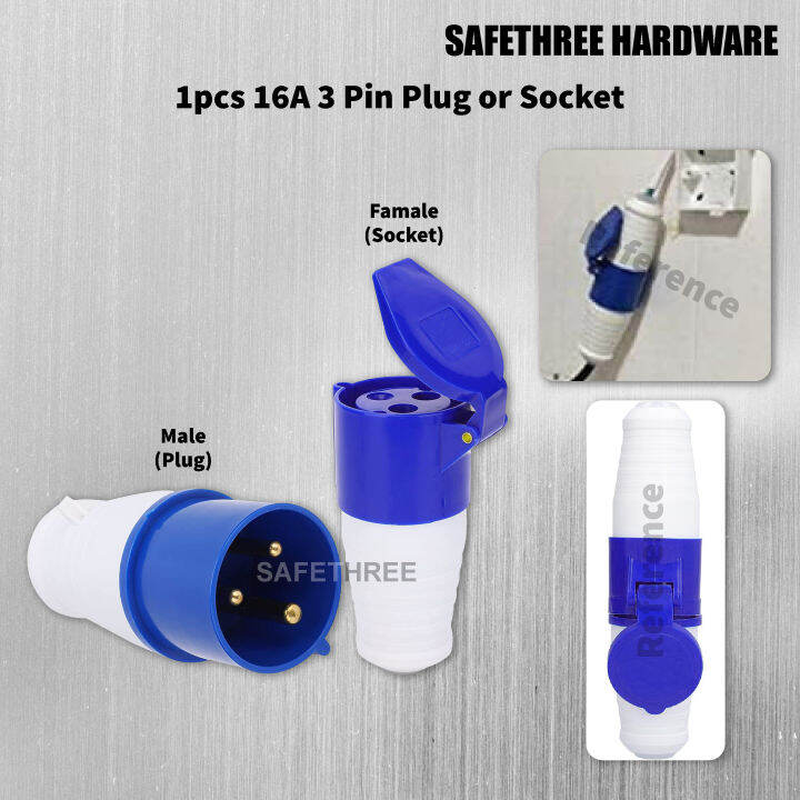IP44 16A 240V 3Pin Industrial Weatherproof Plug and Socket Connector ...