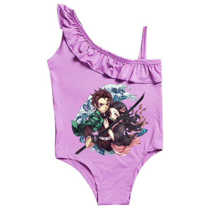 Demon Slayer Girls Cami Swimwear Kids Kamado Tanjirou Nezuko One-piece ...