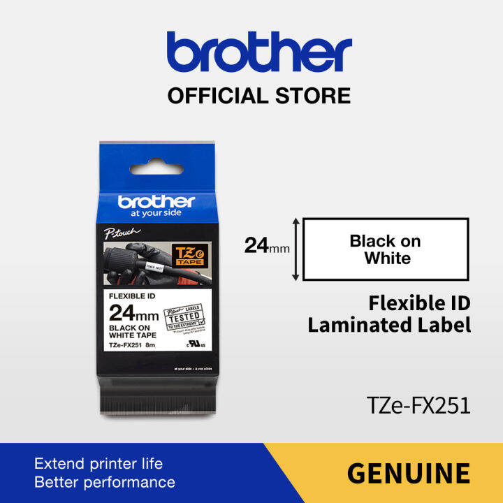 Brother TZe-FX251 / TZe-FX651 Original 24mm P-Touch Cable Wrap Flexible ...