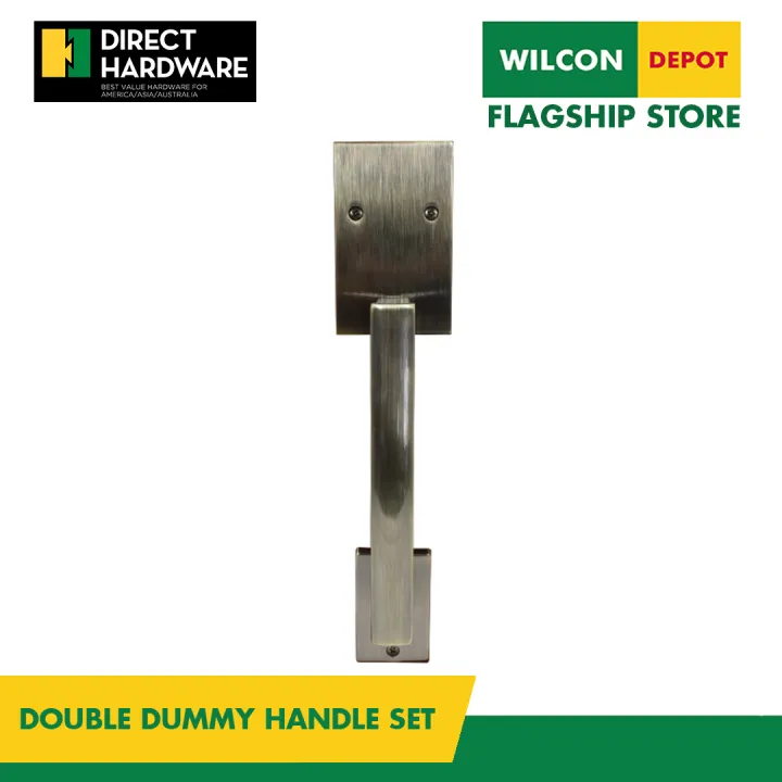 DIRECT HARDWARE Double Dummy Door Lock Handle Set Antique Brass TL ...