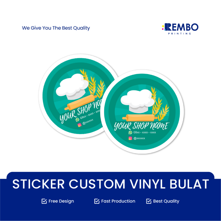 CETAK STIKER LABEL BULAT *ANTI AIR* STICKER MAKANAN KEMASAN PRODUK ...