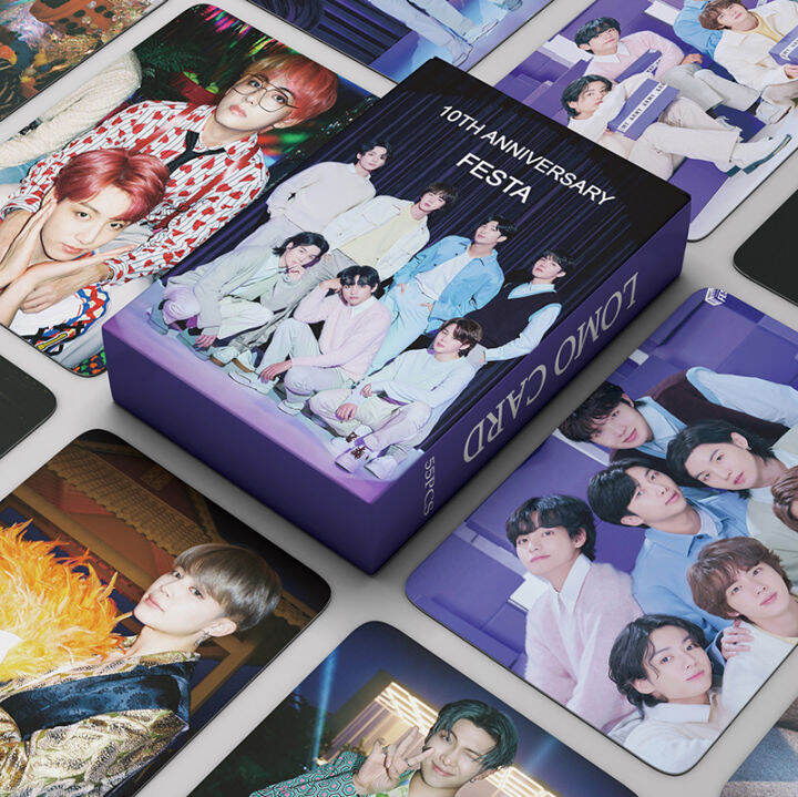 การ์ดสะสมโปสการ์ดรูป BTS 55ชิ้น/กล่อง10TH ครบรอบปีเฟสต้าการ์ด LOMO ...