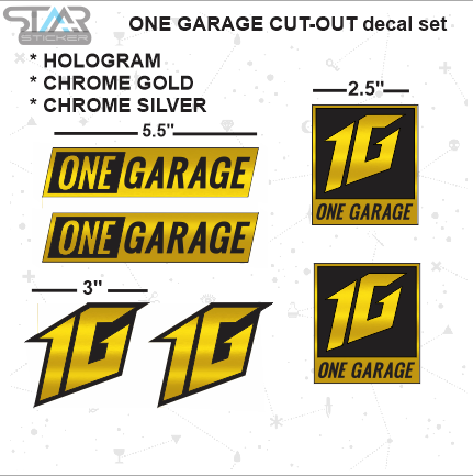1G ONE GARAGE (*GOLD *HOLOGRAM *SILVER) 6pcs CUT-OUT STICKER SET ...