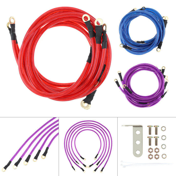 5 Point Car Earth Ground Cables Grounding Wire System Kit High ...