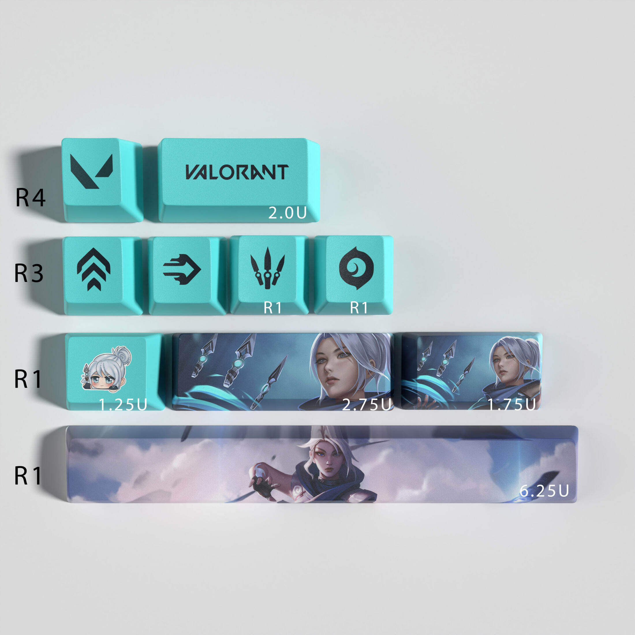 Valorant Keycaps Neon Keycaps โปรไฟล์ OEM 10คีย์ PBT Dye Sub Keycaps ...