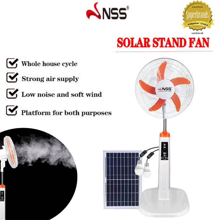 NSS 16 inch Solar fan Rechargeable Fan with Solar Panel with LED Light ...