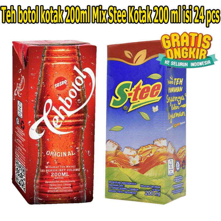 Teh Botol Sosro Kotak 200 ml Mix Teh S tee Kotak 200 ml 1 Dus isi 24 ...