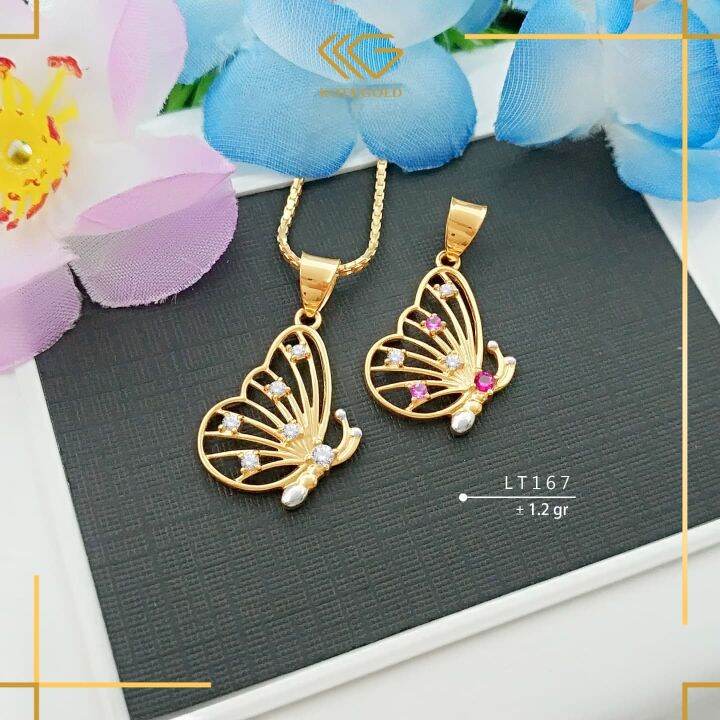 LIONTIN CANTIK DAN UNIK MODEL KUPU-KUPU LUCU DAN DAUN EMAS KADAR 375 ...