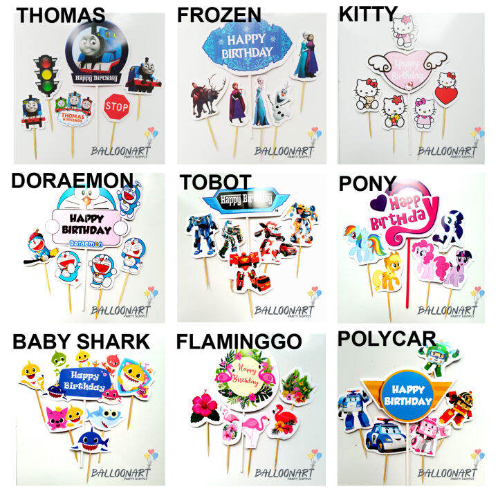 Cake Topper Kertas Karakter/Cup Cake Topper/Tusukan Kue/Hiasan Kue ...