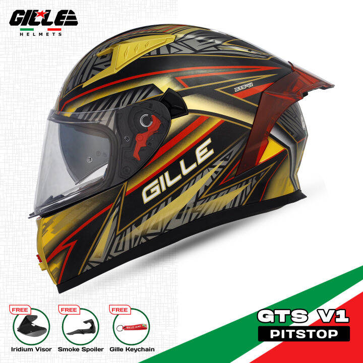 Gille Helmet 135 GTS V1 PITSTOP Motorcycle Helmets Full Face Dual Visor ...